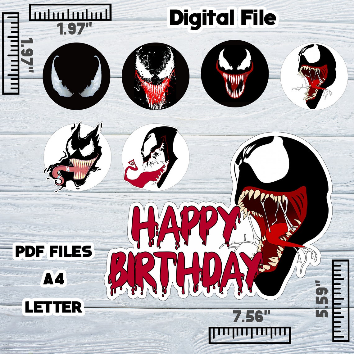 Venom CAKE TOPPER CUPCAKE Digital File Instant Download - Etsy