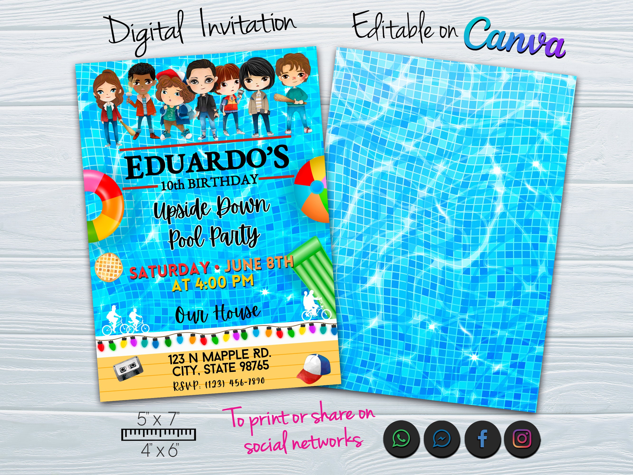 Stranger Things Pool Party Invitation, STRANGER THINGS Birthday ...