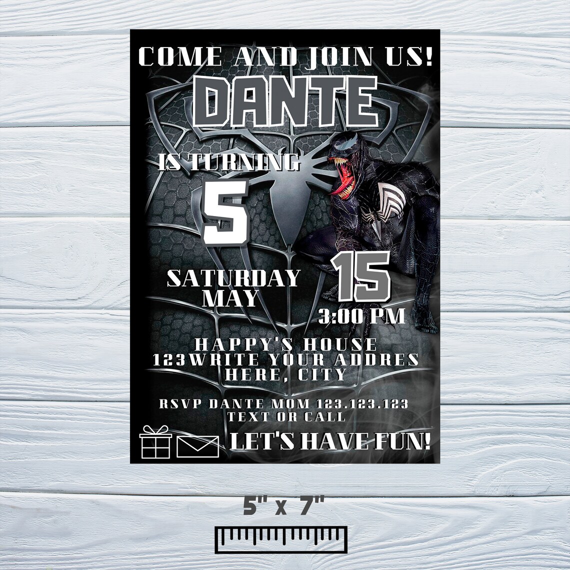 EDITABLE Venom Birthday Invitation, Boy's Birthday, Venom, INSTANT ...