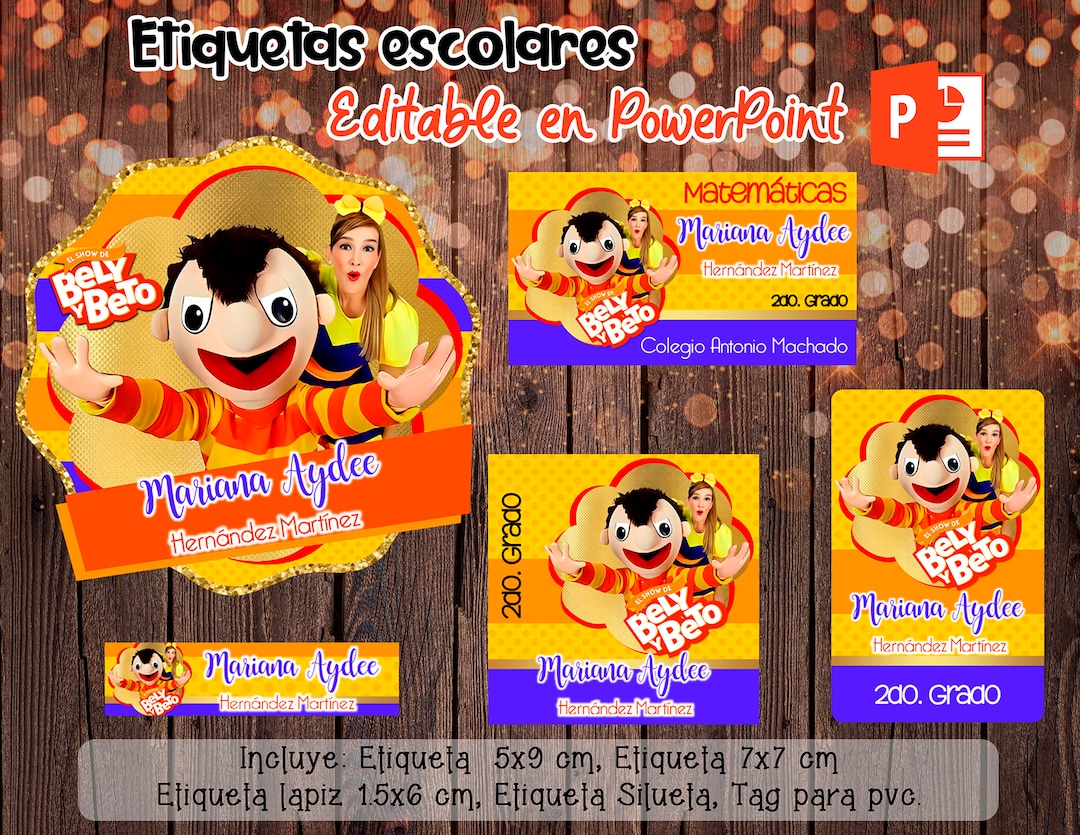 ETIQUETAS Escolares editables PowerPoint, etiquetas escolares BELY Y ...