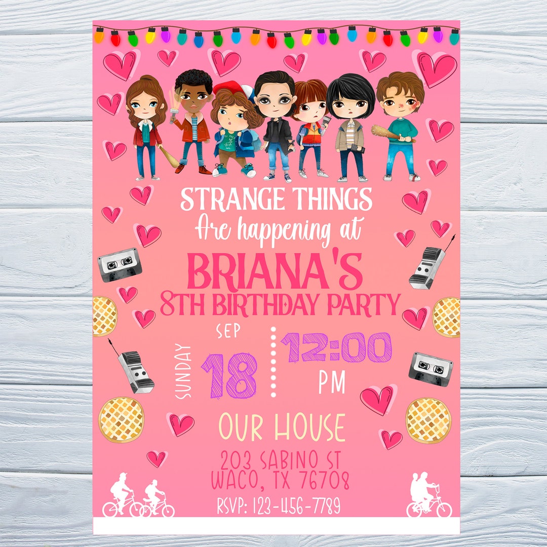Pink STRANGER THINGS Invitation 5x7or 4x6 / Birthday Invite ...