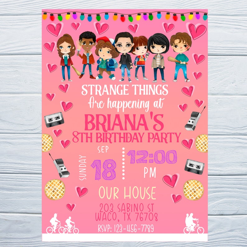 Pink STRANGER THINGS Invitation 5x7or 4x6 / Birthday Invite ...