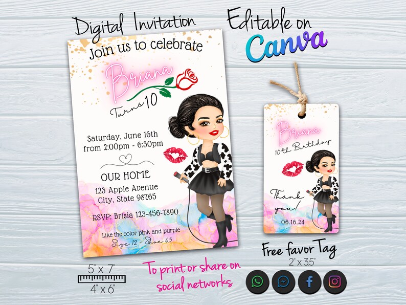 SELENA QUINTANILLA Birthday Invitation, Selena Modern Birthday, Cute ...