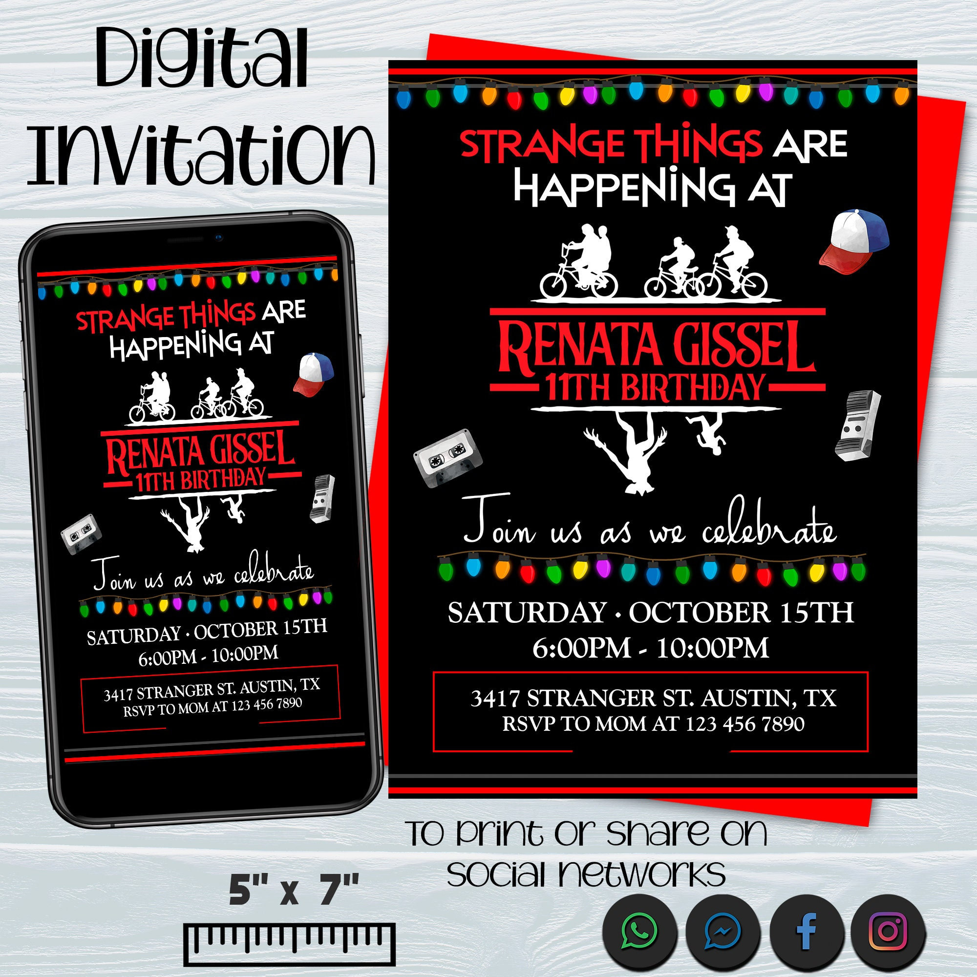 STRANGER Kids INVITATION Themed Invitation 5x7"or 4x6" / Personalized ...