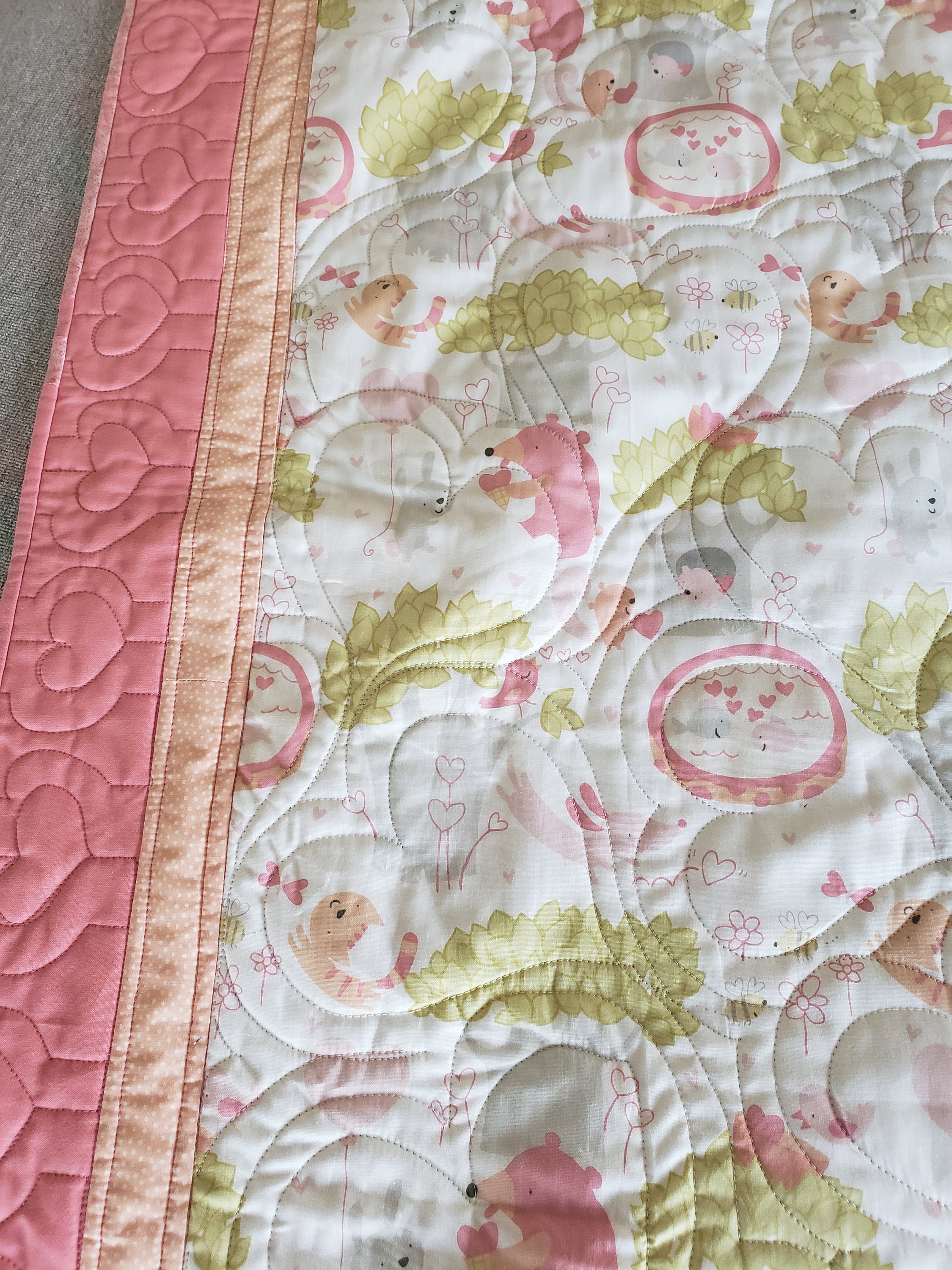 Animal Love Quilted Original Baby Quilt. Soft Flannel Backing. This ...