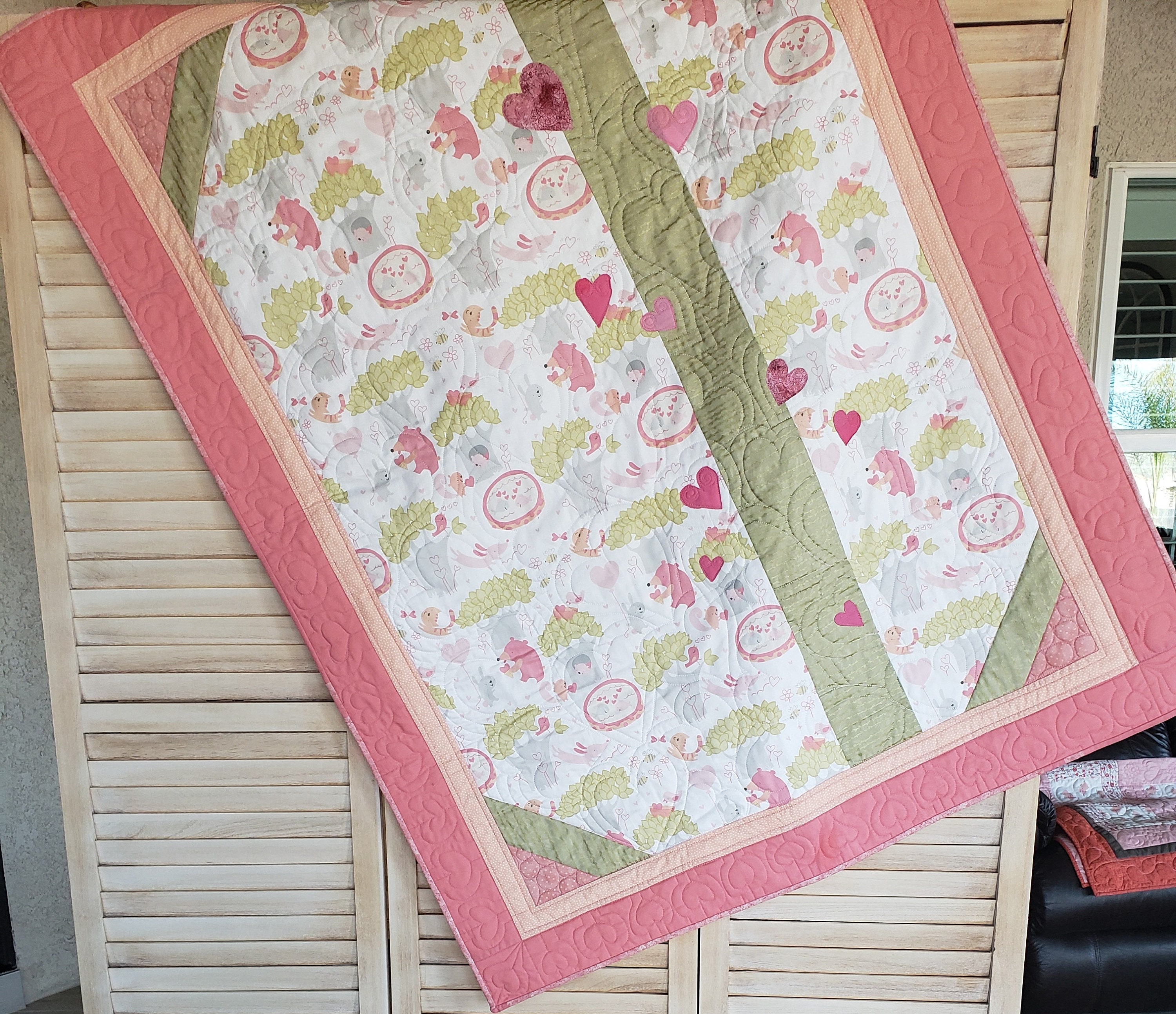 Animal Love Quilted Original Baby Quilt. Soft Flannel Backing. This ...