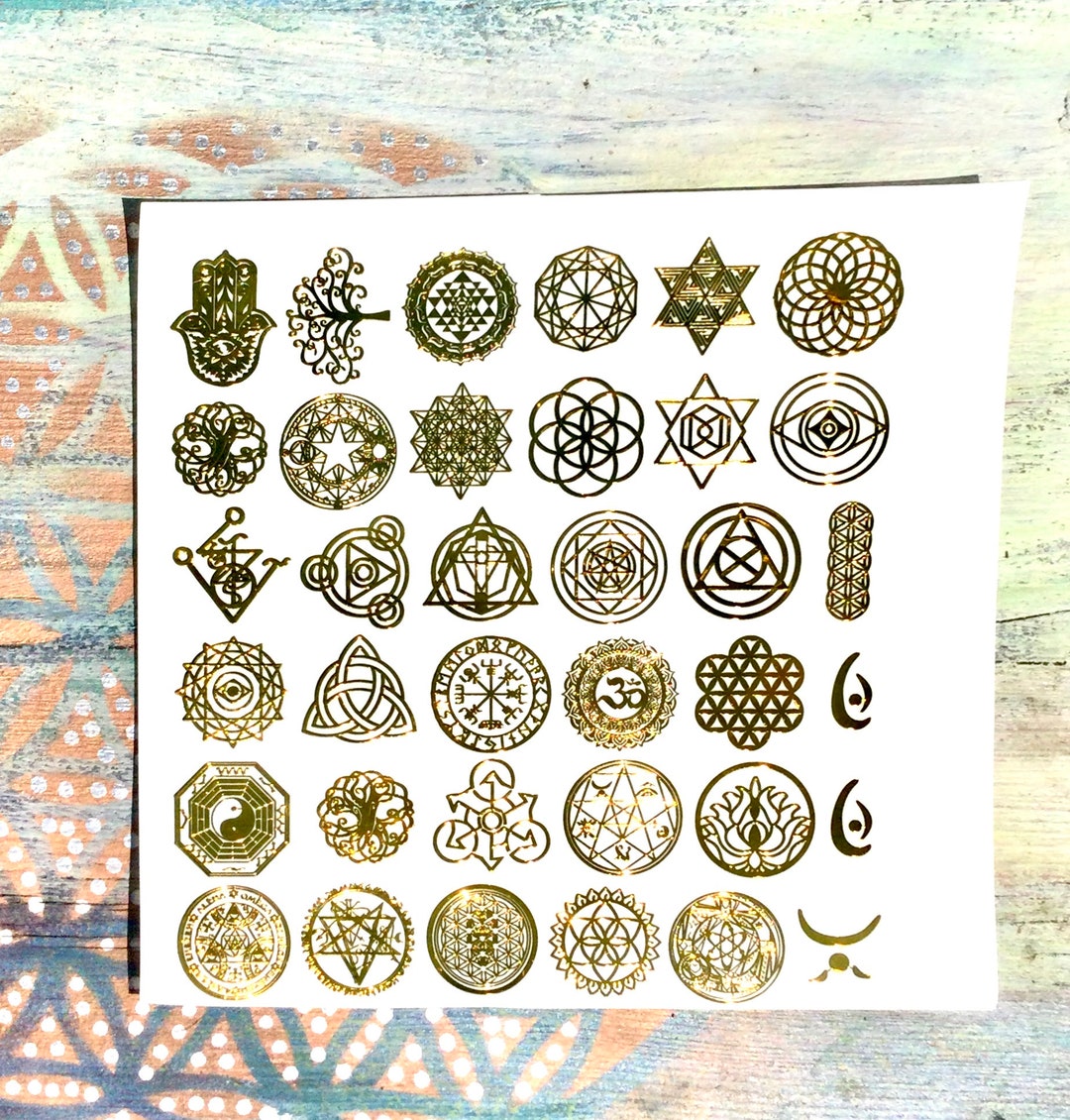 Sacred Geometry 36 X Metal Sticker Set Venus Flower of Life, Metatron ...