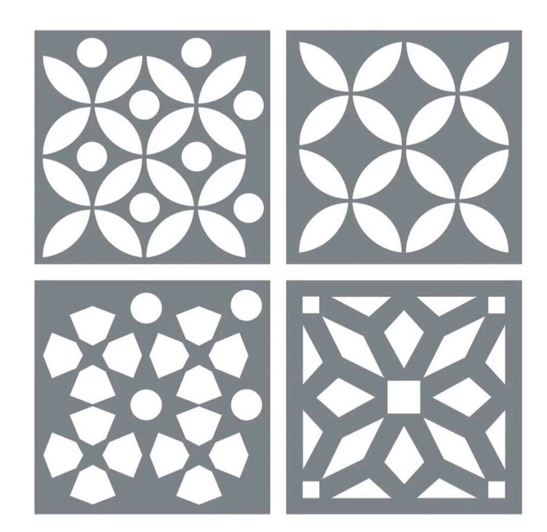 Set of 4 Stencils for Concrete Slabs Tile Stencil No. 194 DIY ...
