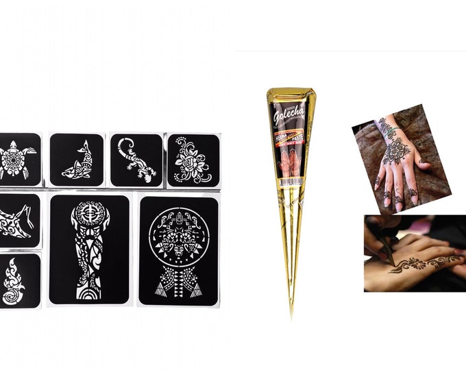 Maori Henna Tattoo Stencils (set 2) 8 XL Stencils + 20 Gr. Golecha ...