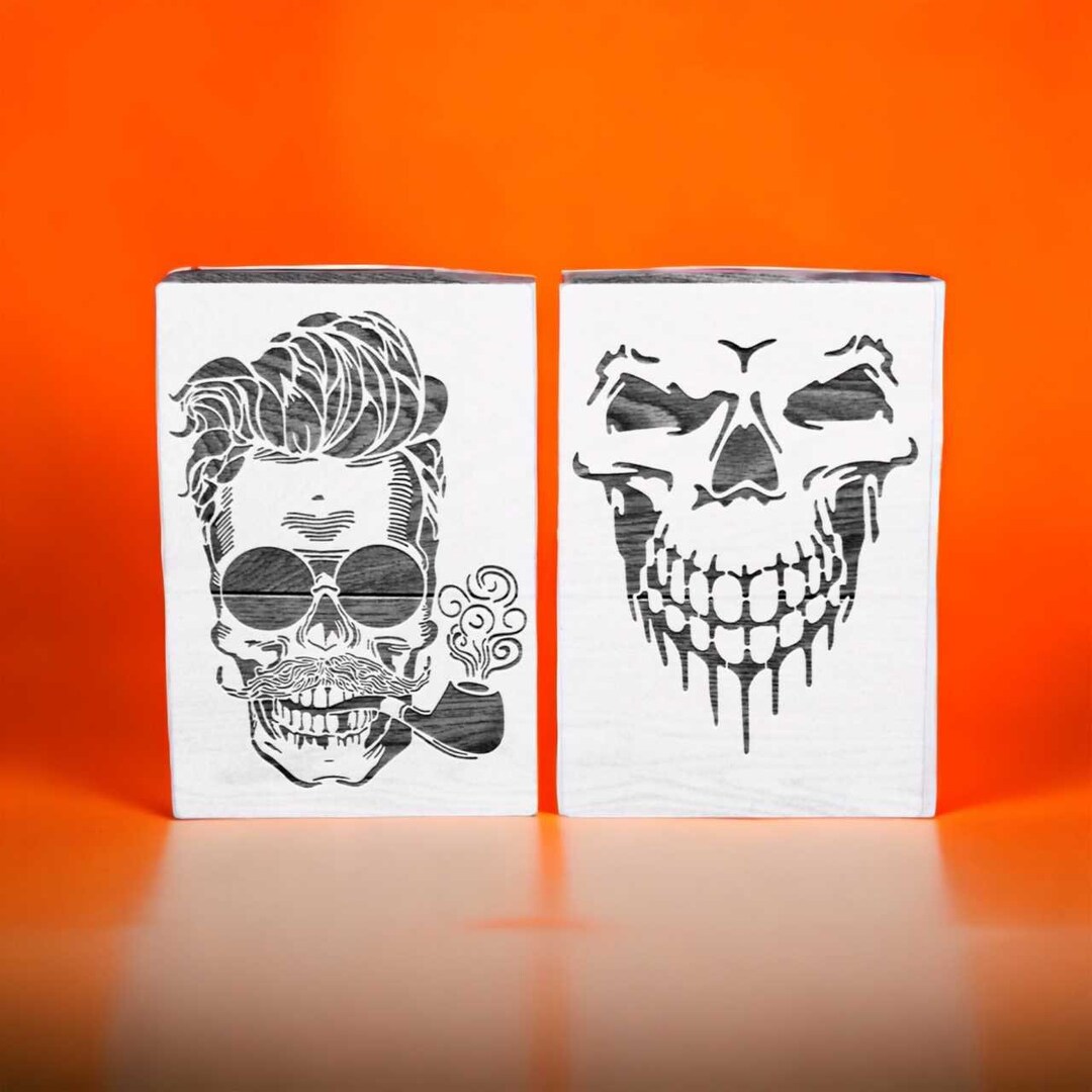 Skull Stencils Set of 2 A4 Skull Stencil No. 224 Furniture Textile Wall ...