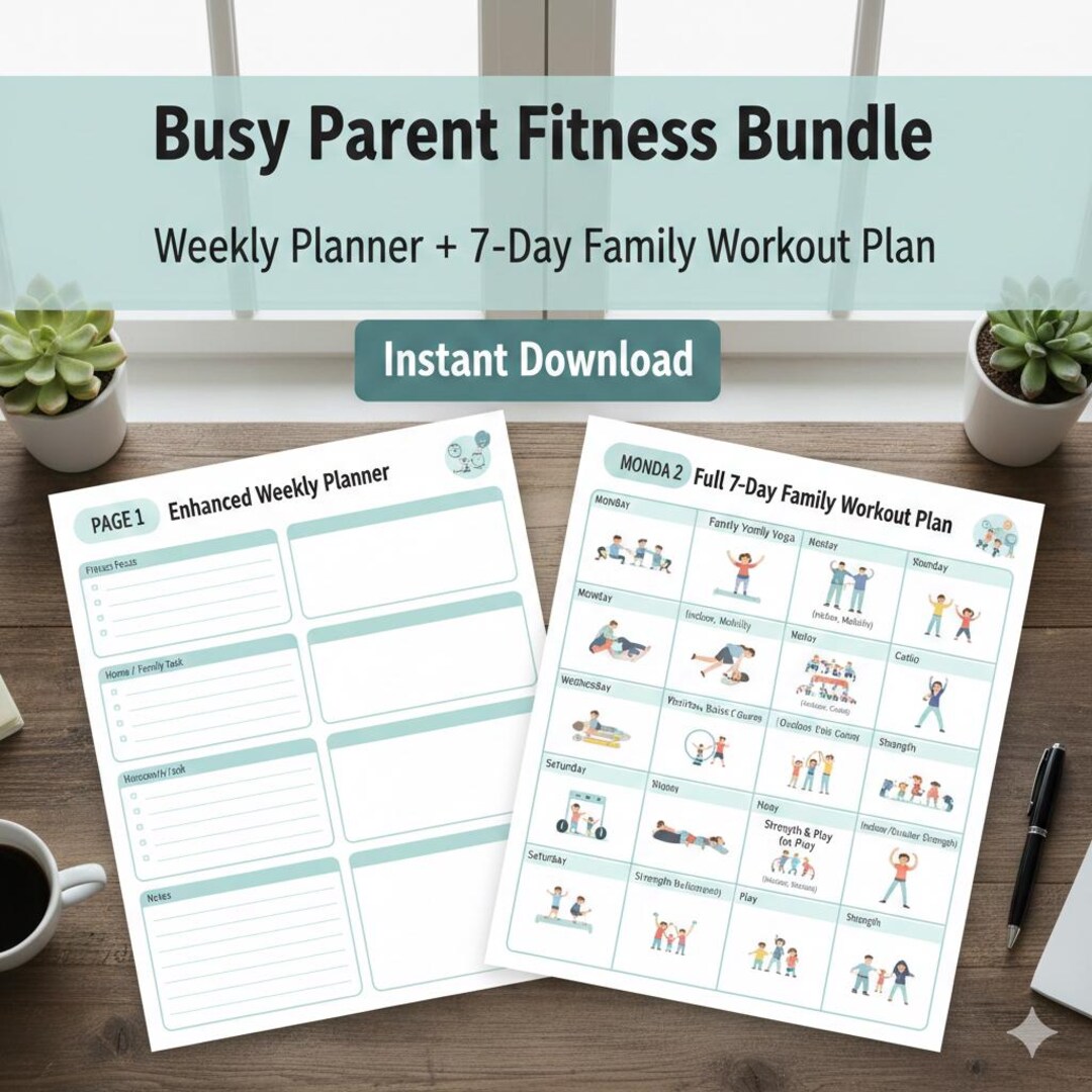 Busy Parent Fitness Planner Printable | Weekly Workout Planner + Family ...