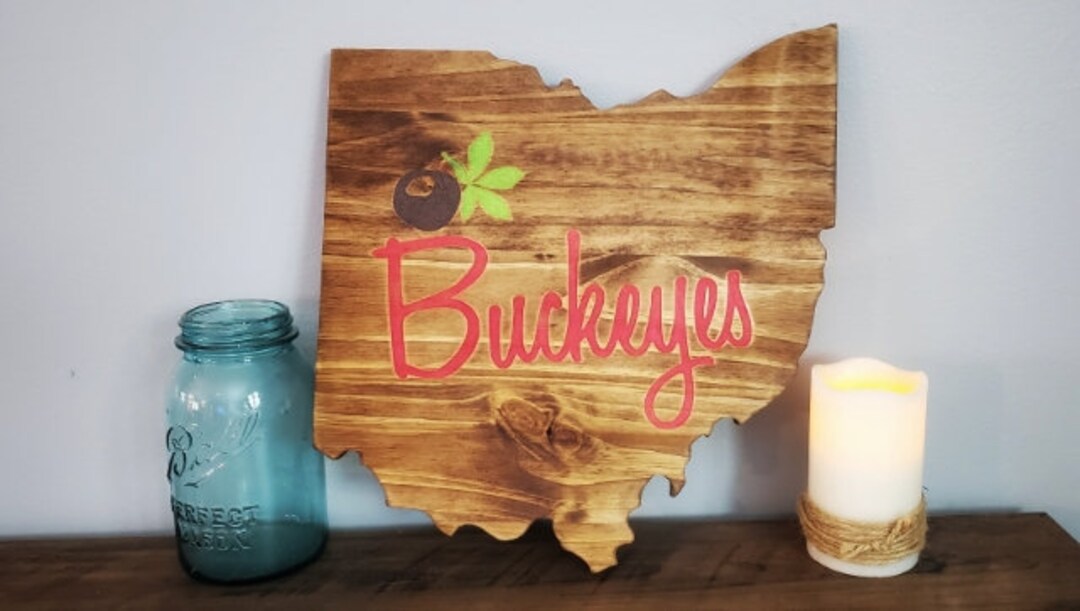Ohio State Buckeye Wood Engraved Wall Art, Handmade Gift for Dad, Ohio ...