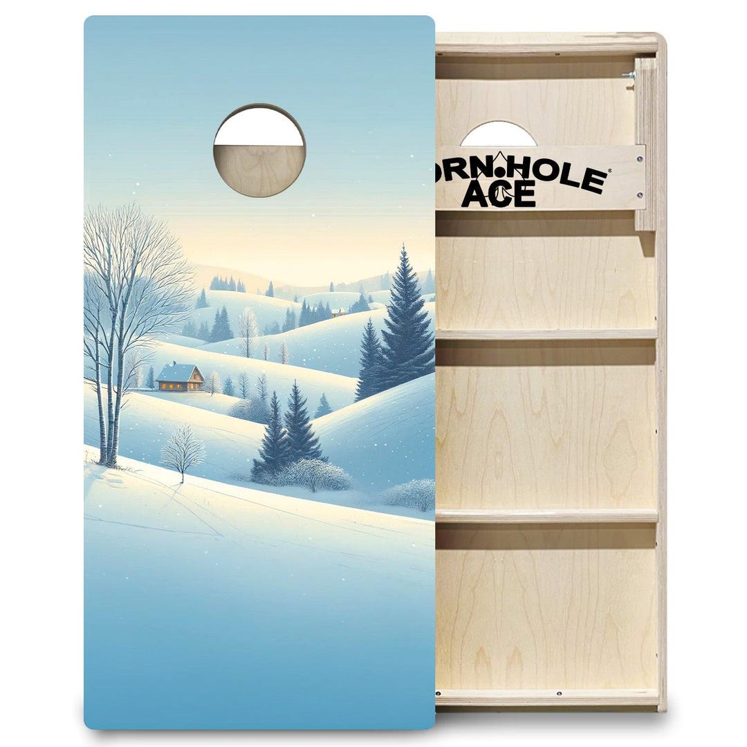 Snowy Hillside Cabin - Cornhole Board Set - Professional - Etsy