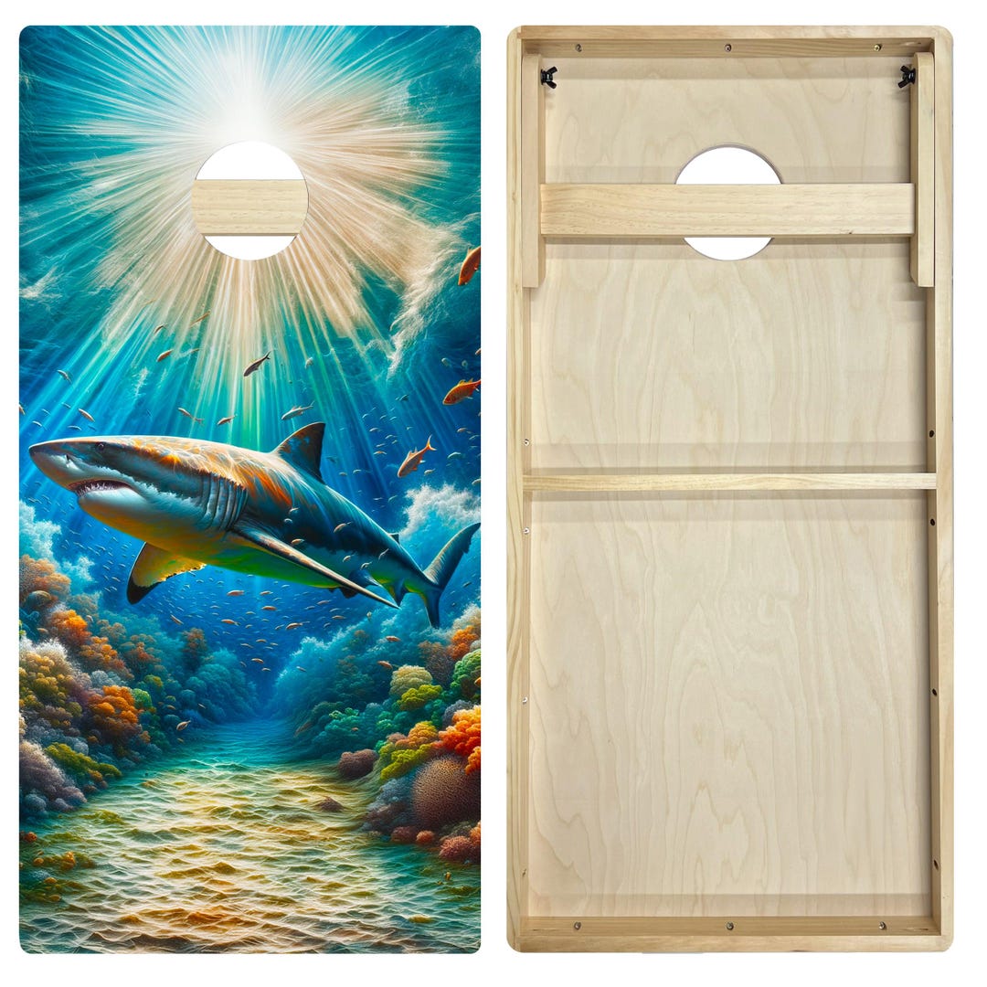 Shark King - Cornhole Board Set - Intermediate - Etsy