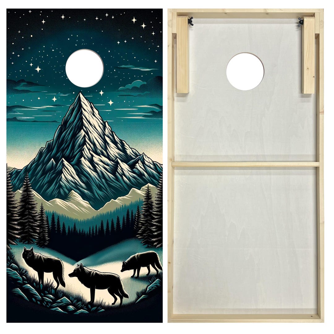 Moonlit Alpine Wolves - Cornhole Board Set - Standard - Etsy
