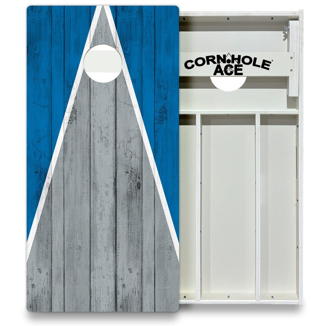 Detroit Tailgate Triangle Design (blue and Silver) - Cornhole Board Set ...