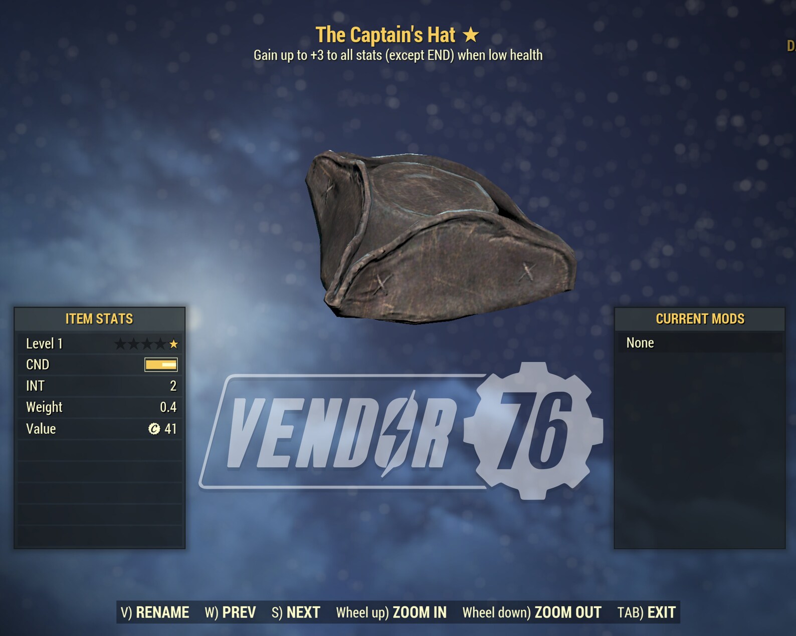 Fallout 76 PC Unyielding Captain's Hat Rare Apparel - Etsy
