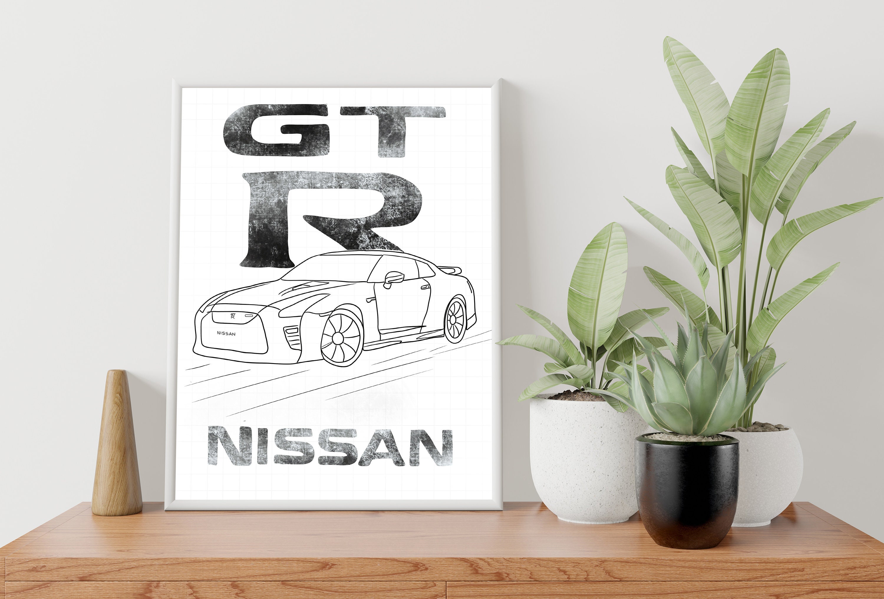 Nissan GT-R Line Art - Etsy