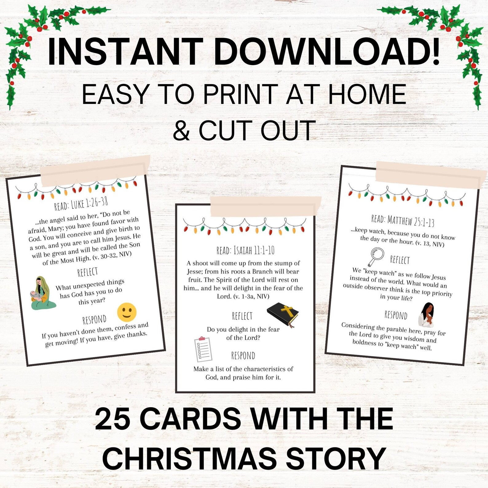 Advent Story Cards for DIY Advent Calendar, Printable Christmas ...