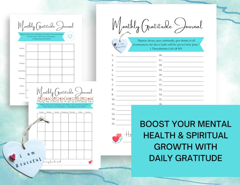 Gratitude Journal Printable for Christian Women 31 Day - Etsy