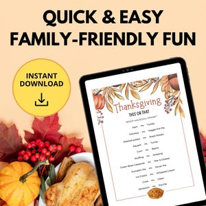 This or That Thanksgiving Game, Printable Family-friendly Thanksgiving ...