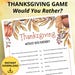 Thanksgiving 'would You Rather' Game: Family Fun (PDF) - Etsy