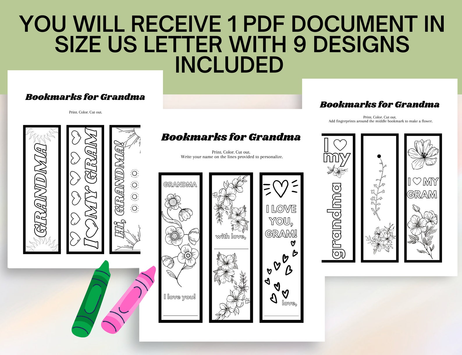 Mother's Day Gift for Grandma, Printable Bookmarks to Color and ...