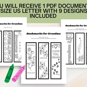 Mother's Day Gift for Grandma, Printable Bookmarks to Color and ...