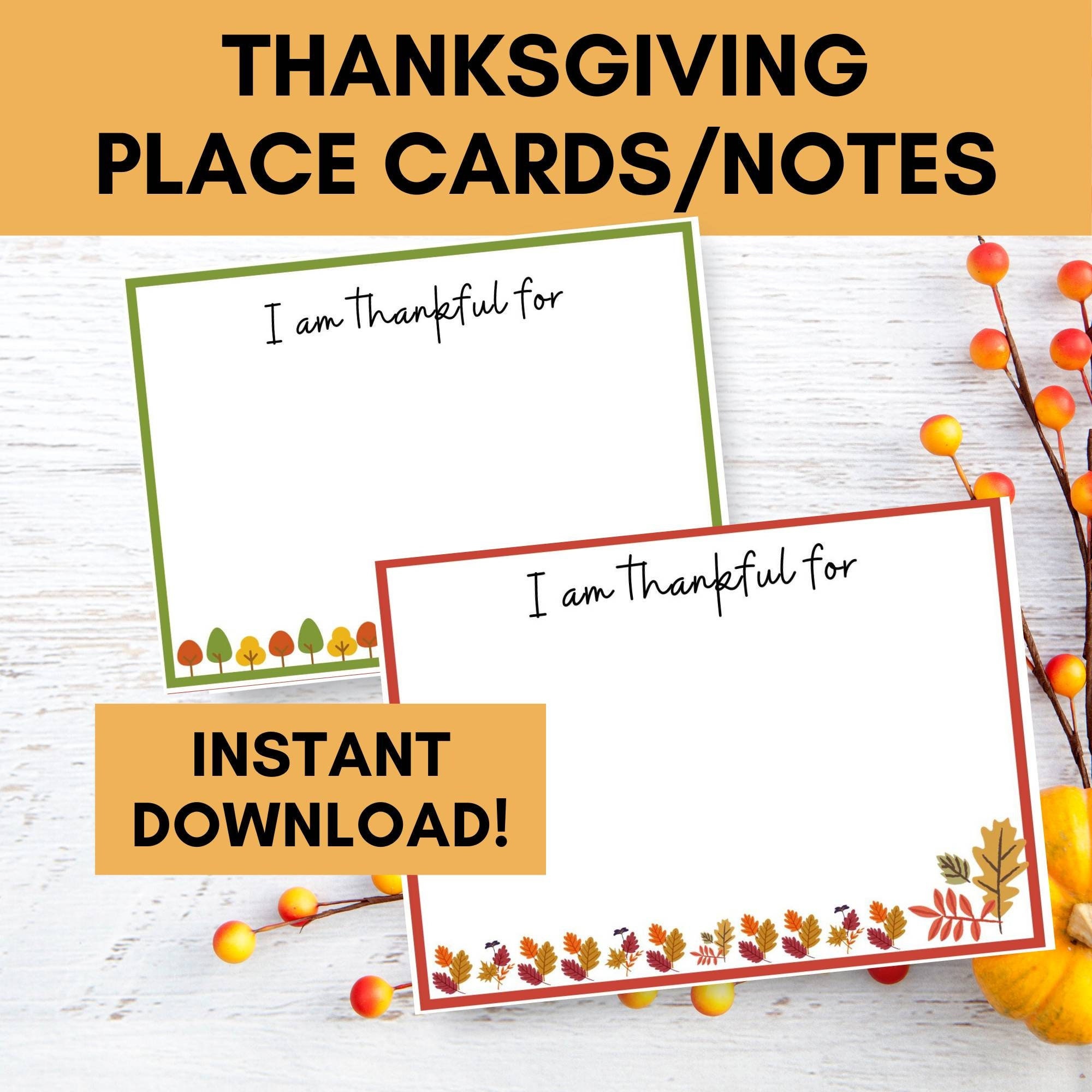 Thanksgiving i Am Thankful Printable Cards - Etsy