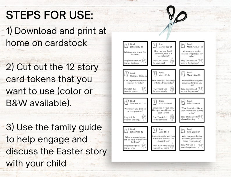 Easter Story Tokens: Bible Verse Cards for Kids With Question Prompts ...
