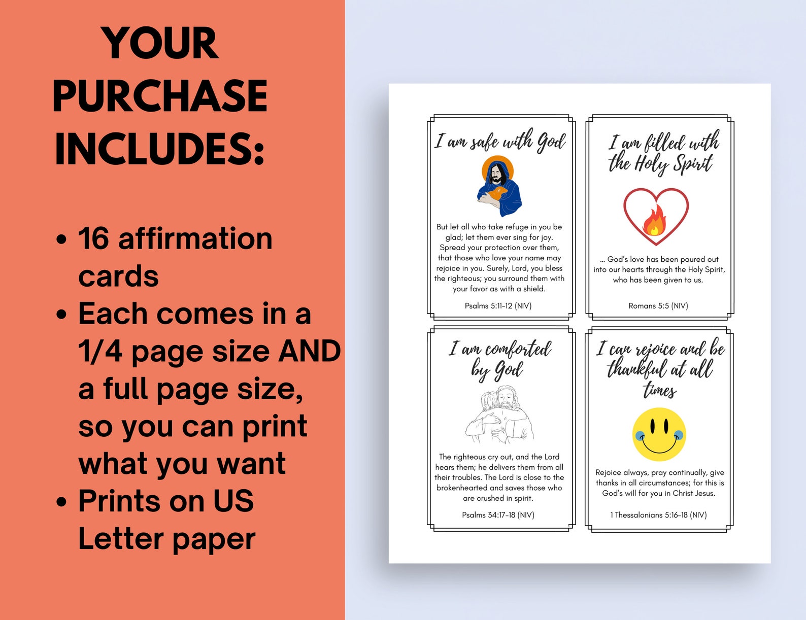 Printable Affirmation Cards for Christians, Scripture Affirmations ...
