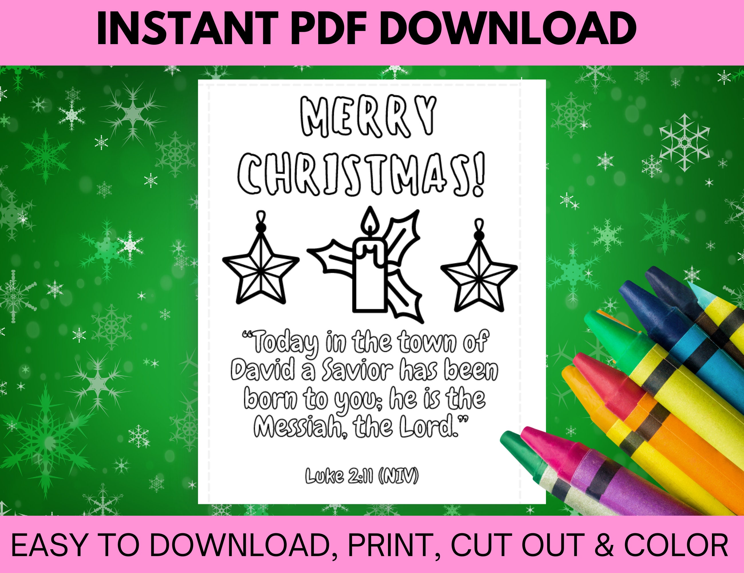 Christian Printable Christmas Cards to Color PDF, Coloring Cards for ...