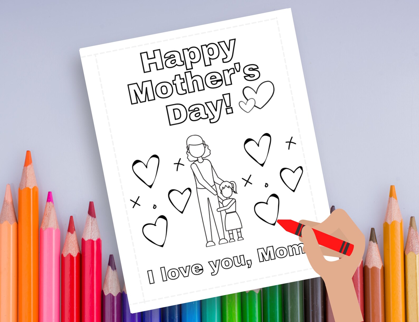 Printable Mother's Day Coloring Cards: Kids Activity (digital PDF) - Etsy
