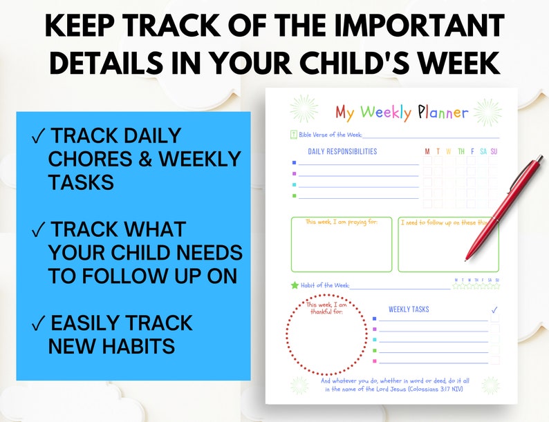 Printable Weekly to Do List for Kids Simple Planner for - Etsy Australia
