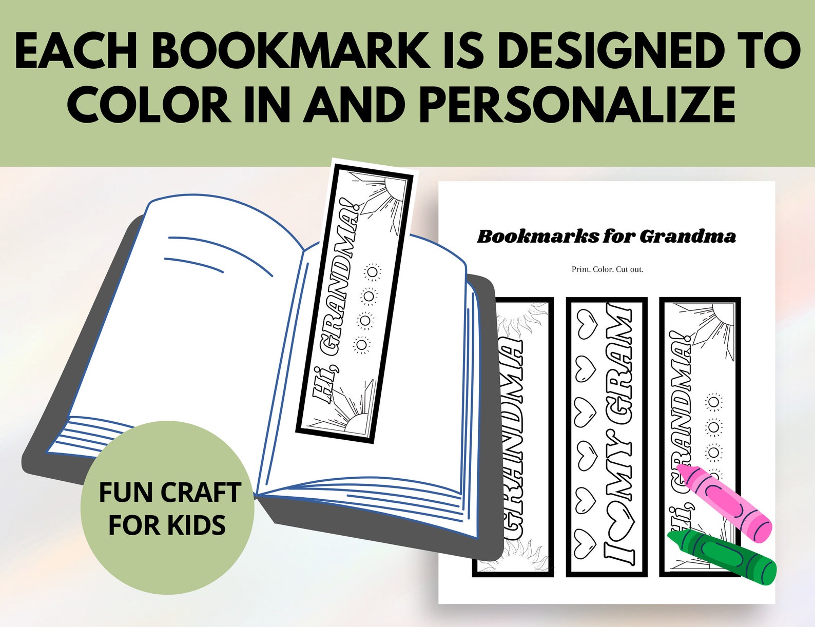 Mother's Day Gift for Grandma, Printable Bookmarks to Color and ...