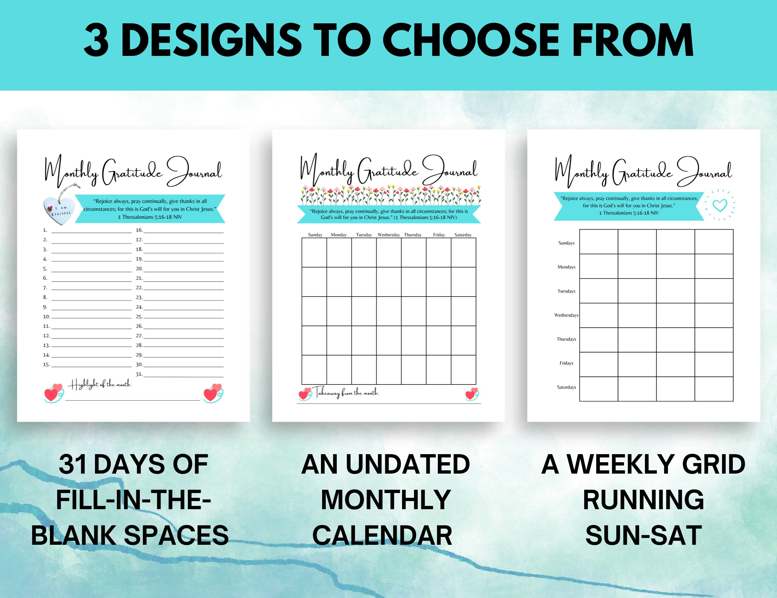 Gratitude Journal Printable for Christian Women, 31 Day Gratitude List ...