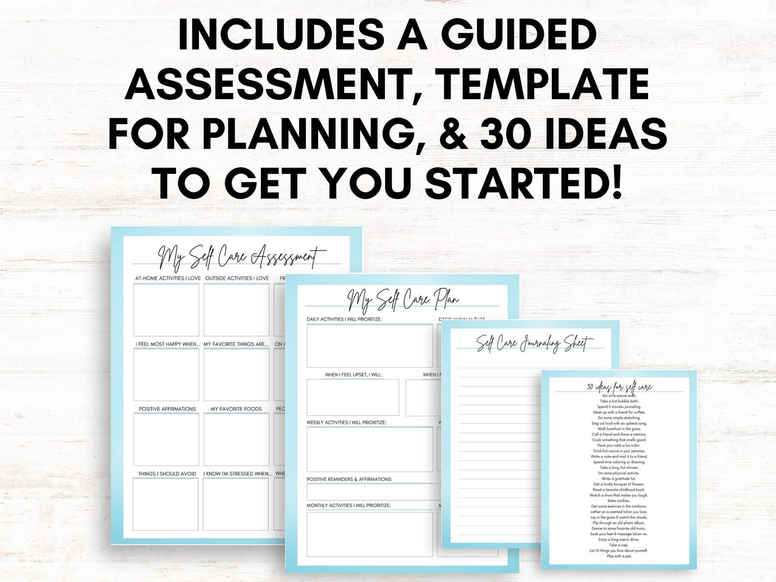 Self Care Plan Template: Mental Health Worksheet & Checklist From A ...