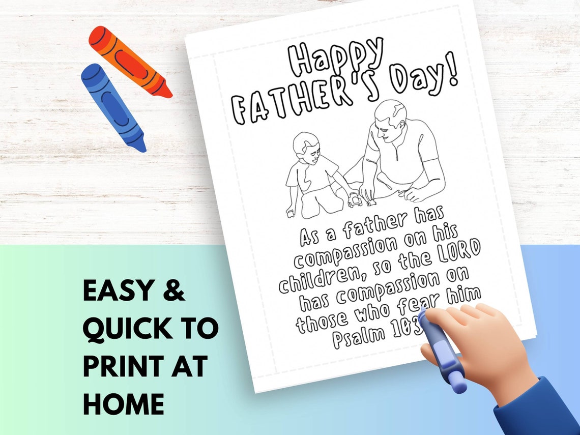 Christian Father's Day Cards for Kids to Color, DIY Gift for Dad With ...