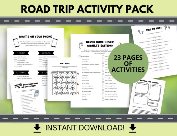 Road Trip Printable Activity Pack Games for Kids Fun Family | Etsy