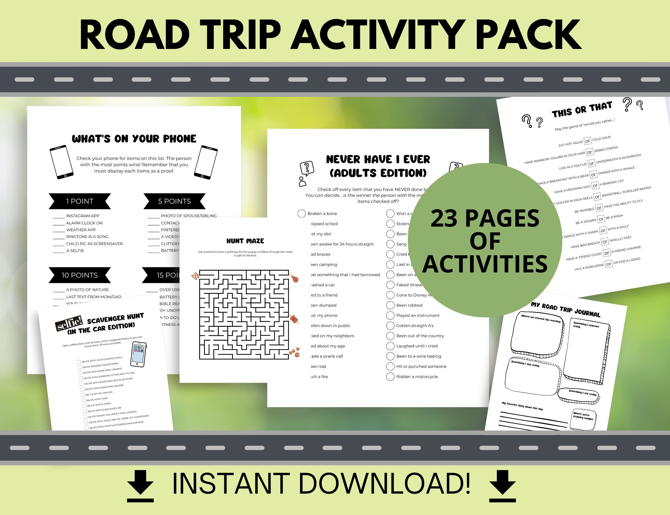 Road Trip Printable Activity Pack, Games for Kids, Fun Family ...