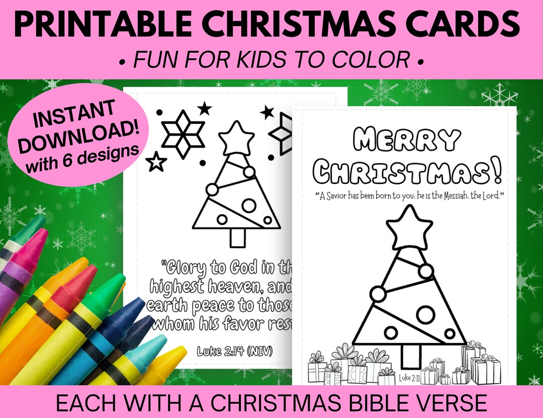 Christian Printable Christmas Cards to Color PDF, Coloring Cards for ...