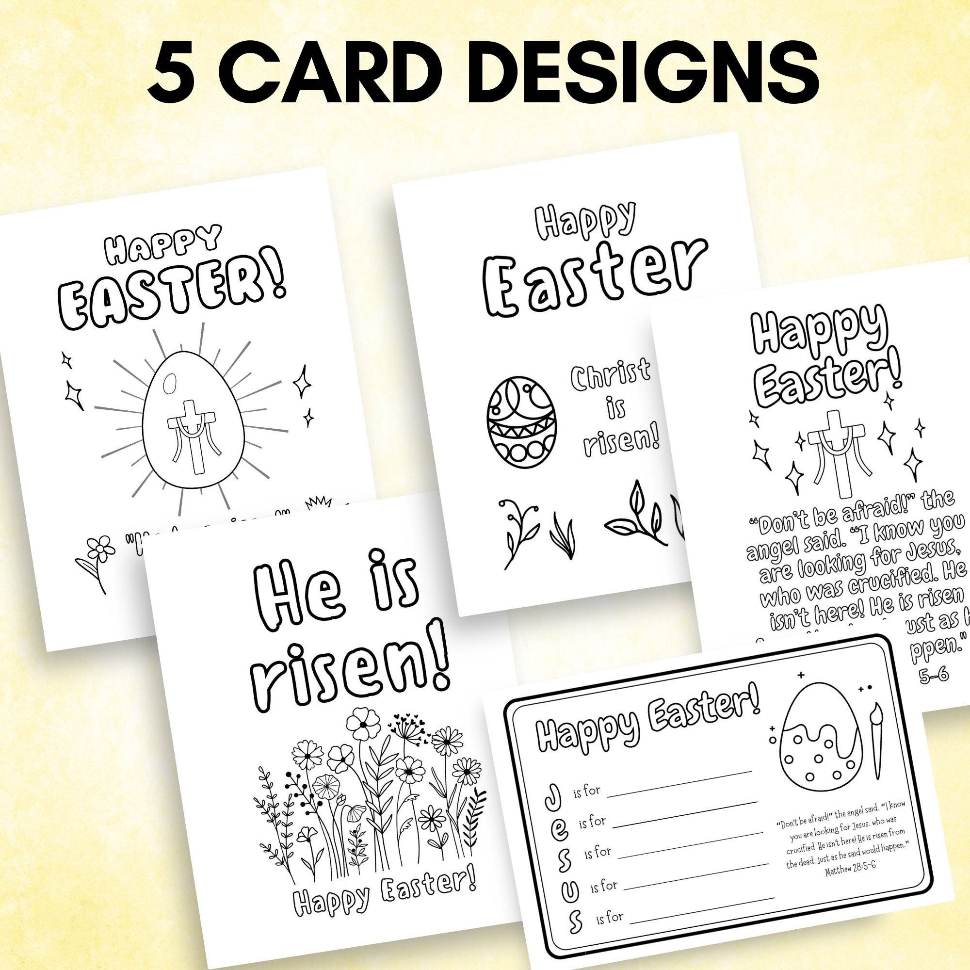 Religious Easter Cards for Kids to Color, Print at Home for Easy Kids ...