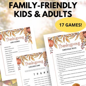 Thanksgiving Games Printable Bundle: 17 No-prep Family Activities (PDF ...