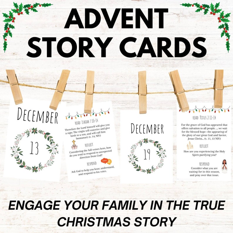 Advent Story Cards for DIY Advent Calendar, Printable Christmas ...