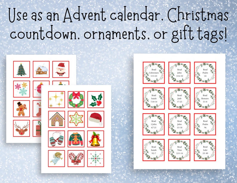 Printable Advent Calendar or Christmas Countdown Cards, Fun Christmas ...