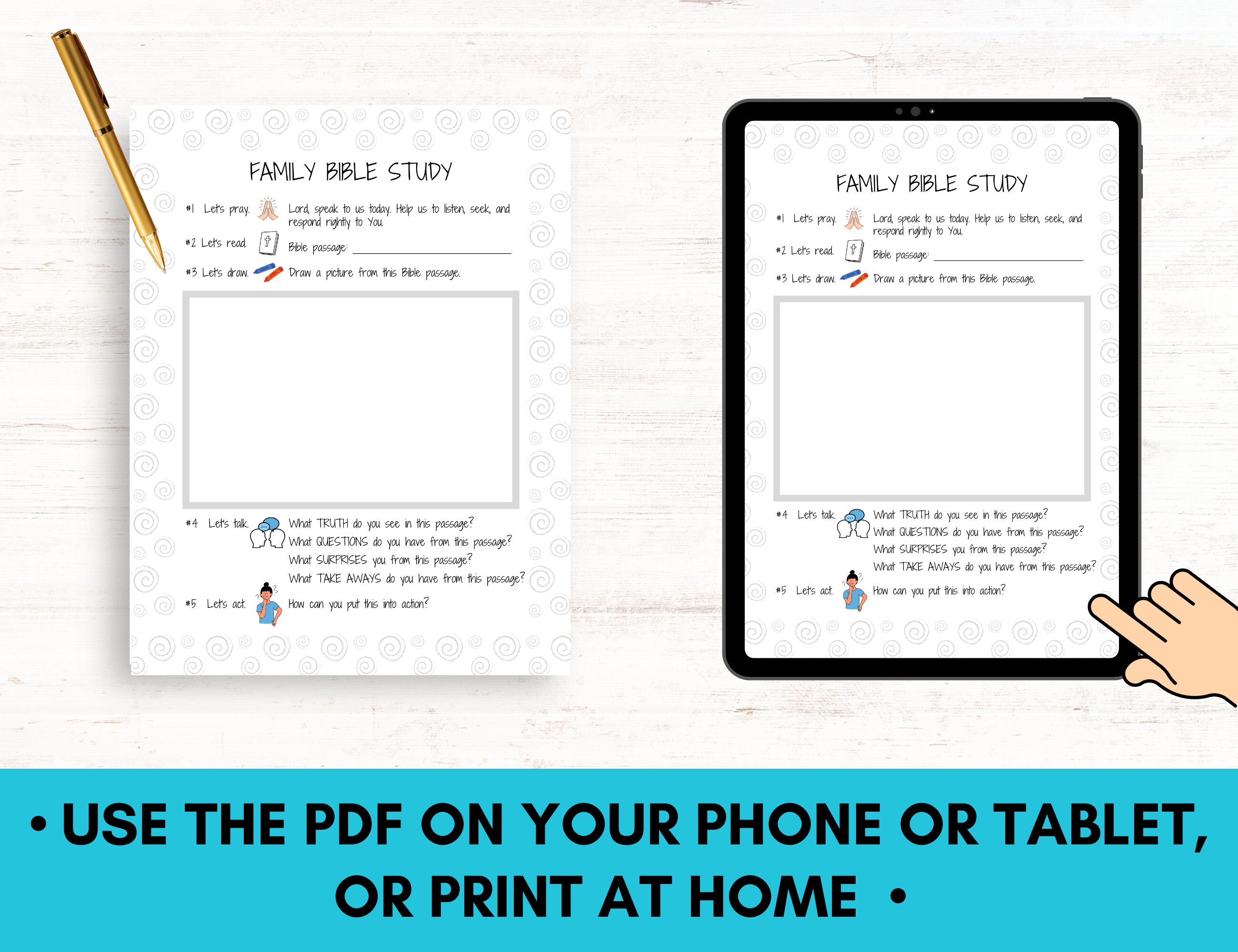 Family Bible Study Guide, Printable Worksheet for Family Devotions and ...