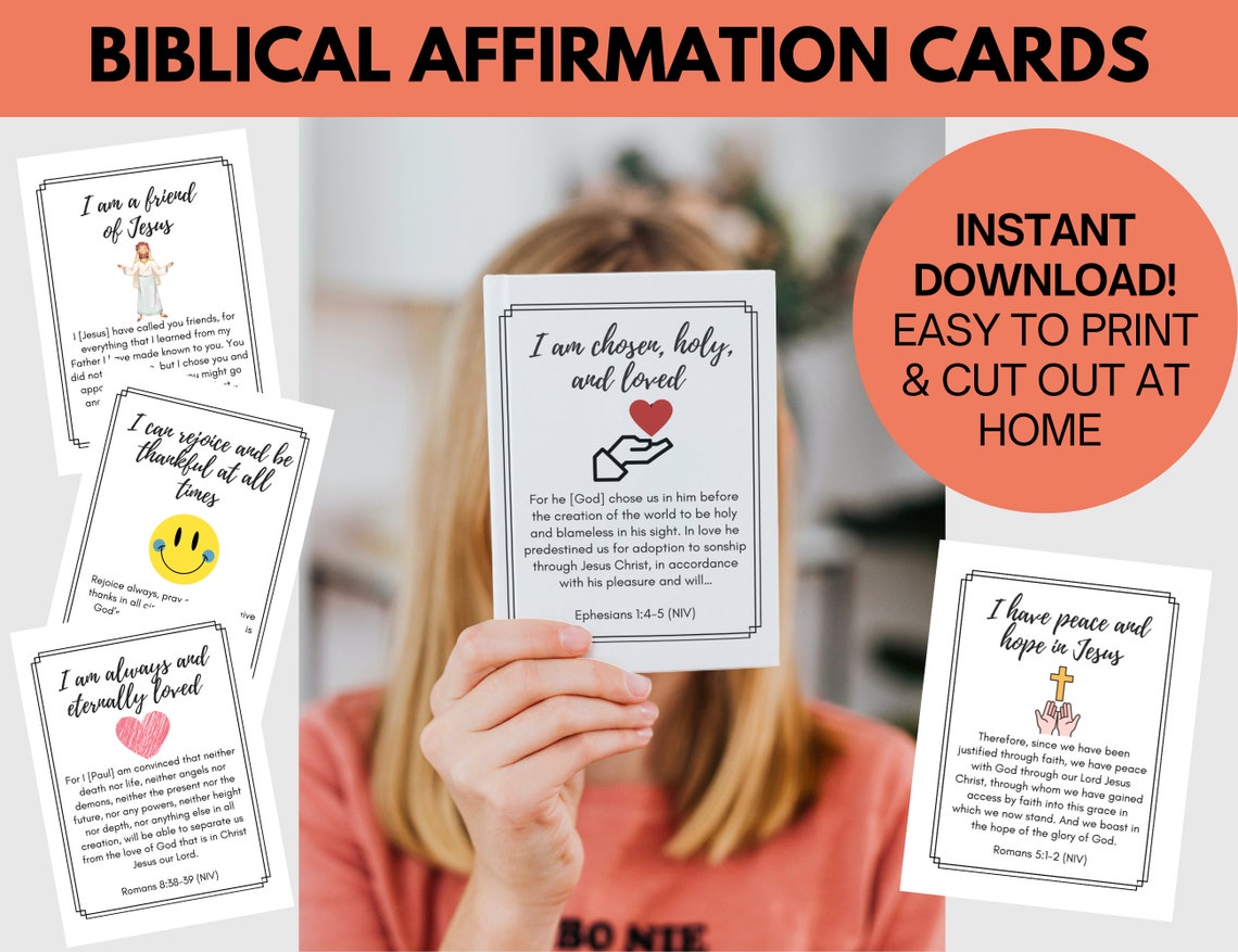 Printable Affirmation Cards for Christians, Scripture Affirmations ...