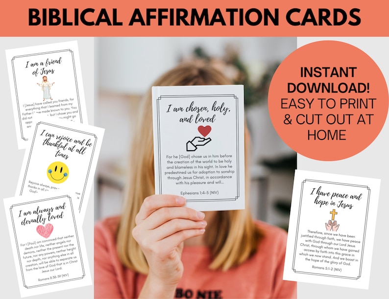 Christian Affirmation Cards: Scripture Bible Bookmarks (digital ...