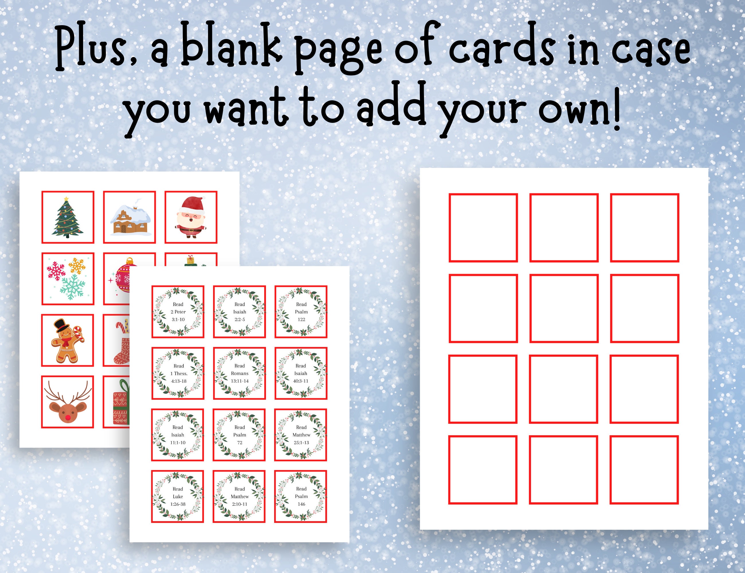 Printable Advent Calendar or Christmas Countdown Cards, Fun Christmas ...