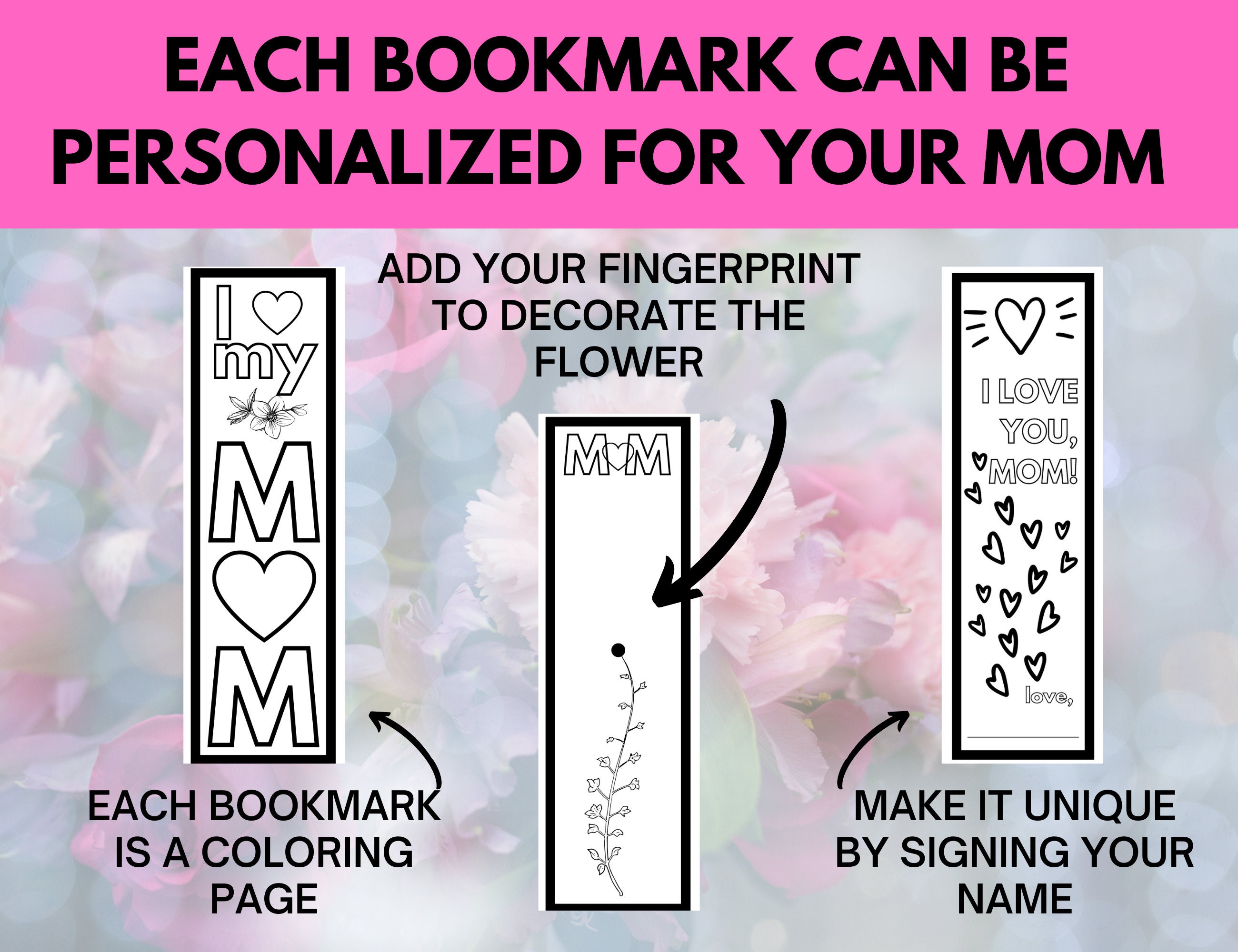 Printable Bookmarks for Mom That Kids Can Color and Personalize, Great ...